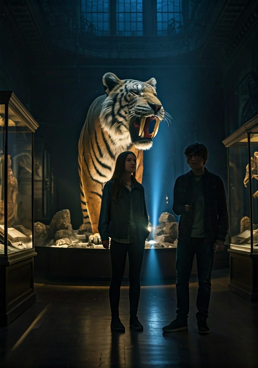 Teenagers Explore Museum Exhibit in Hyperreal Styl... - AI Art