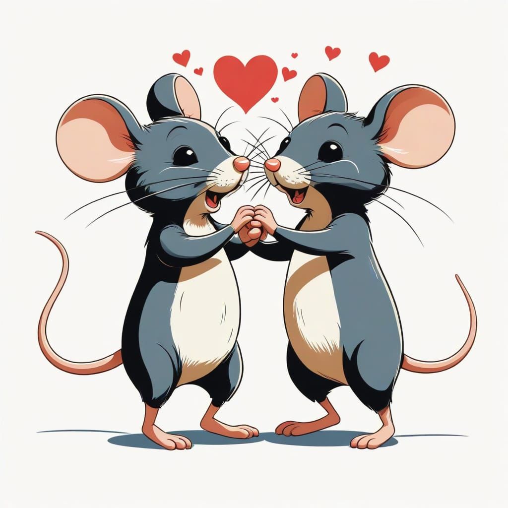 Let's Dance - Retro Cartoon Mice Dance Together in Love