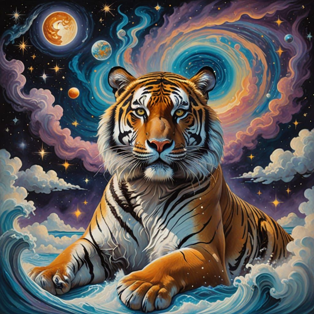 Tiger goes to outer space - Surreal Tiger Transcends Realit...