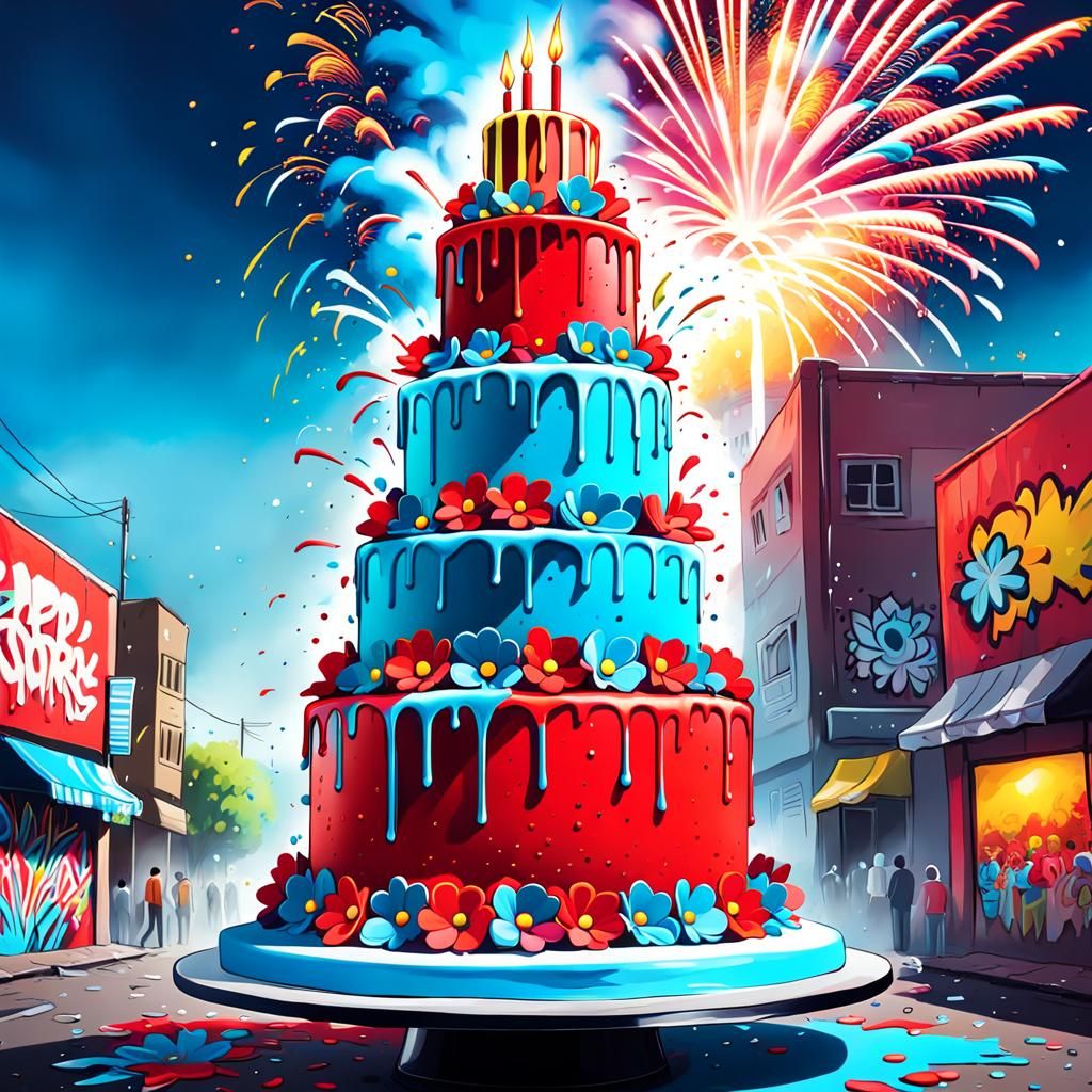 Explosive cake - AI Generated Artwork - NightCafe Creator