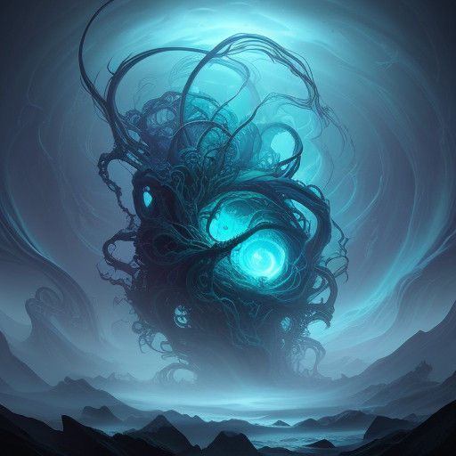 Eldritch Creature Emerges from Vortex in Vibrant O... - AI Art