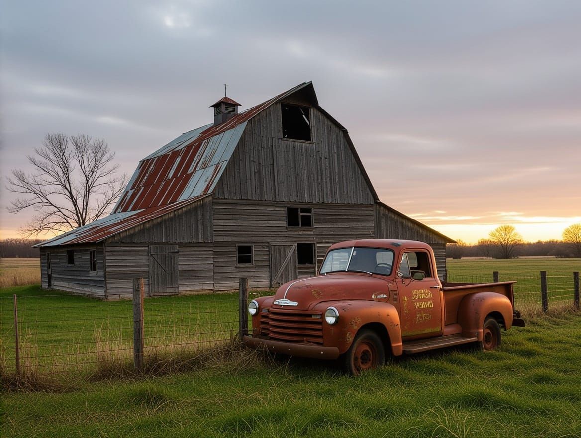 rustic truck on decrepit village - rustic truck on decrepit ...