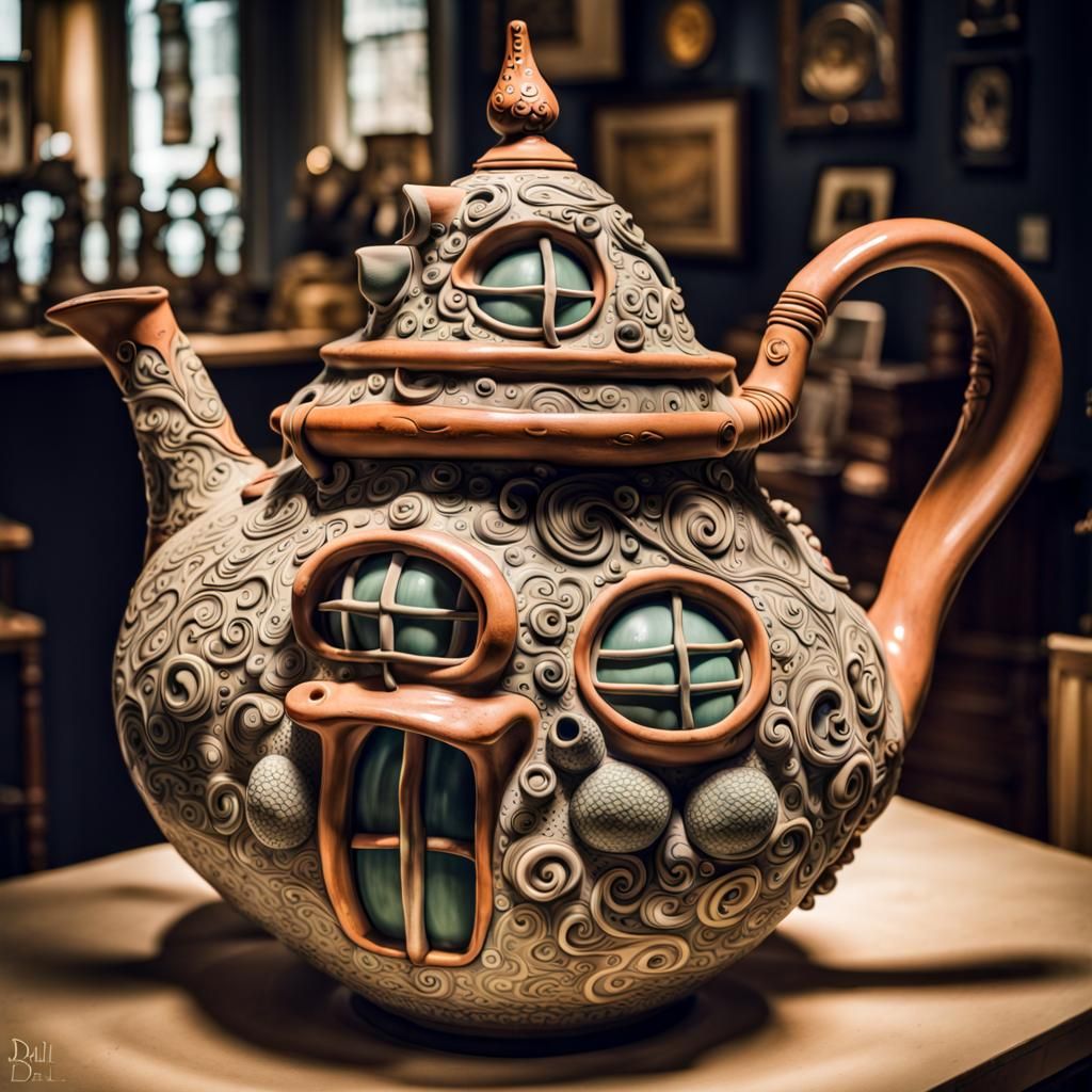 Giant Clay pottery whimsical mad quirky eccentric teapot maximal ...
