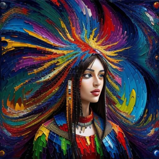 Beautiful rustic mosaic patchwork, abstract, surreal, sharp, focused ...