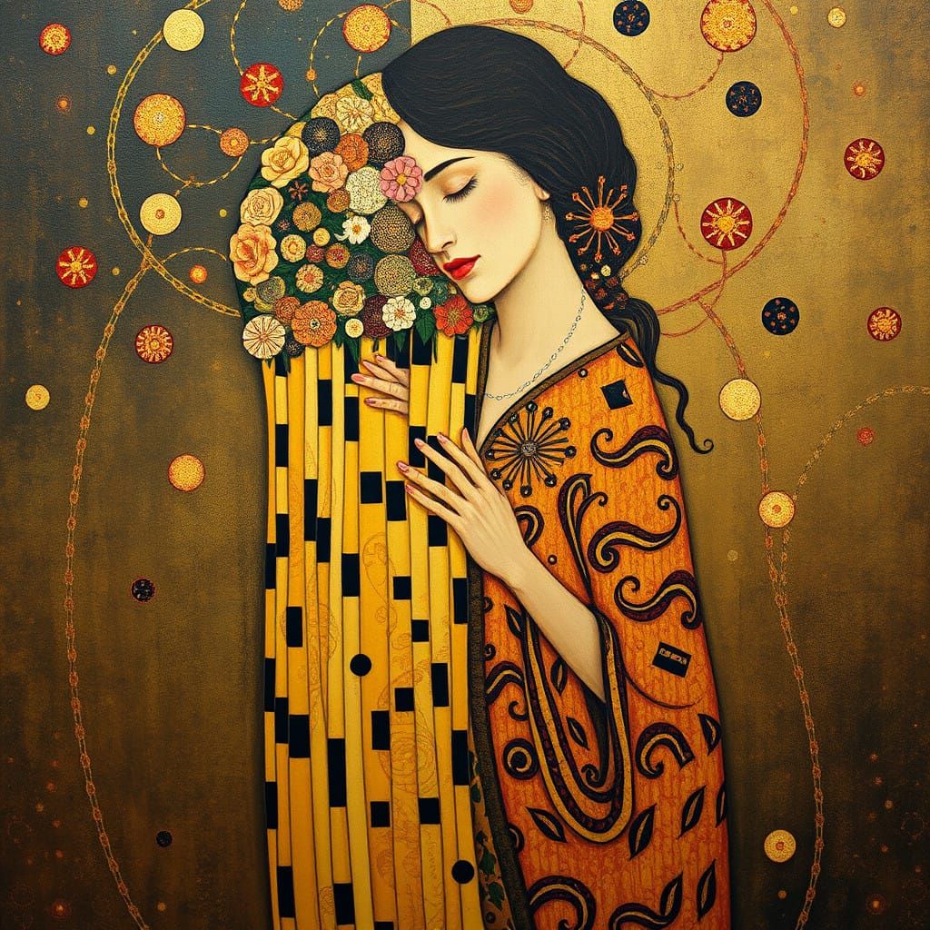 Surrealistic Klimt-Inspired Portrait of Inner Self - AI Art