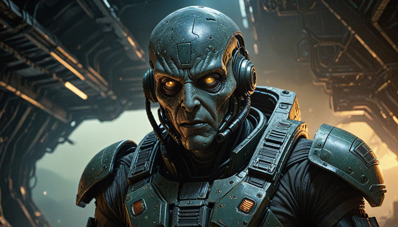 Unbroken Soldier on Alien Platform, Cinematic Sci-... - AI Art