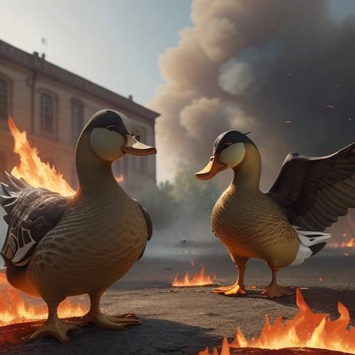 ducks on fire - AI Generated Artwork - NightCafe Creator