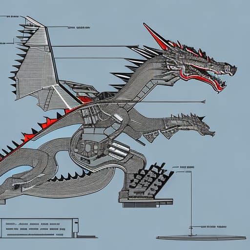 Blueprint of a Meca Dragon - AI Generated Artwork - NightCafe Creator