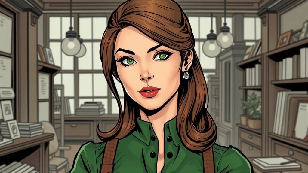 Female Merchant in a Calm Comic Book Style - AI Art