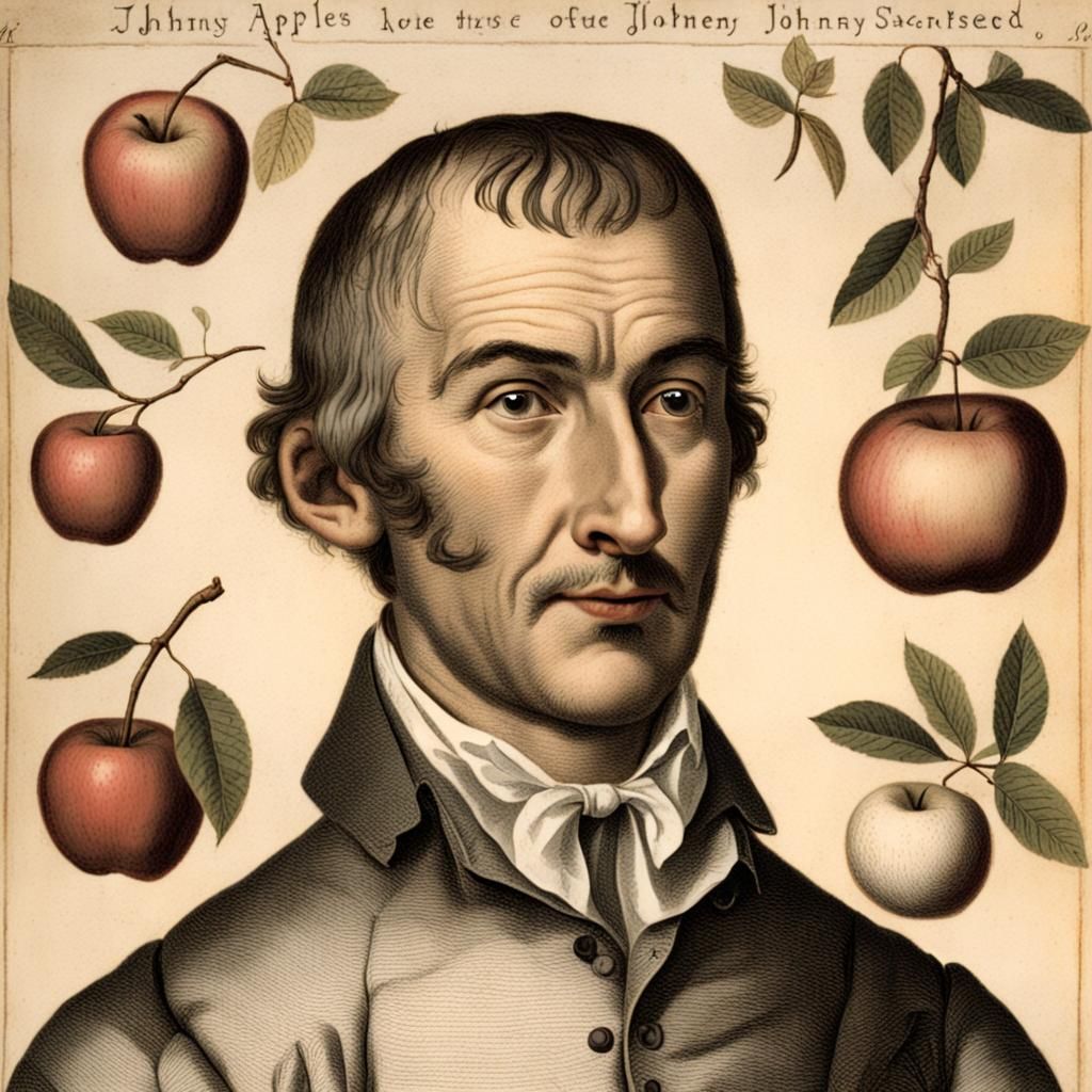 Johnny Appleseed portrait by Athanasius Kircher - AI Generated Artwork - NightCafe Creator