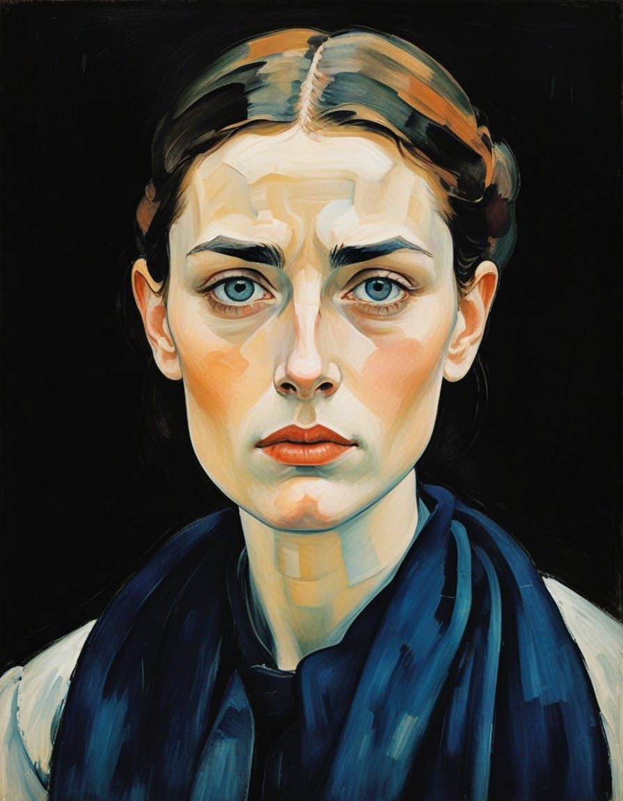 Elegant Blue Period Portrait of a Contemplative Yo... - AI Art