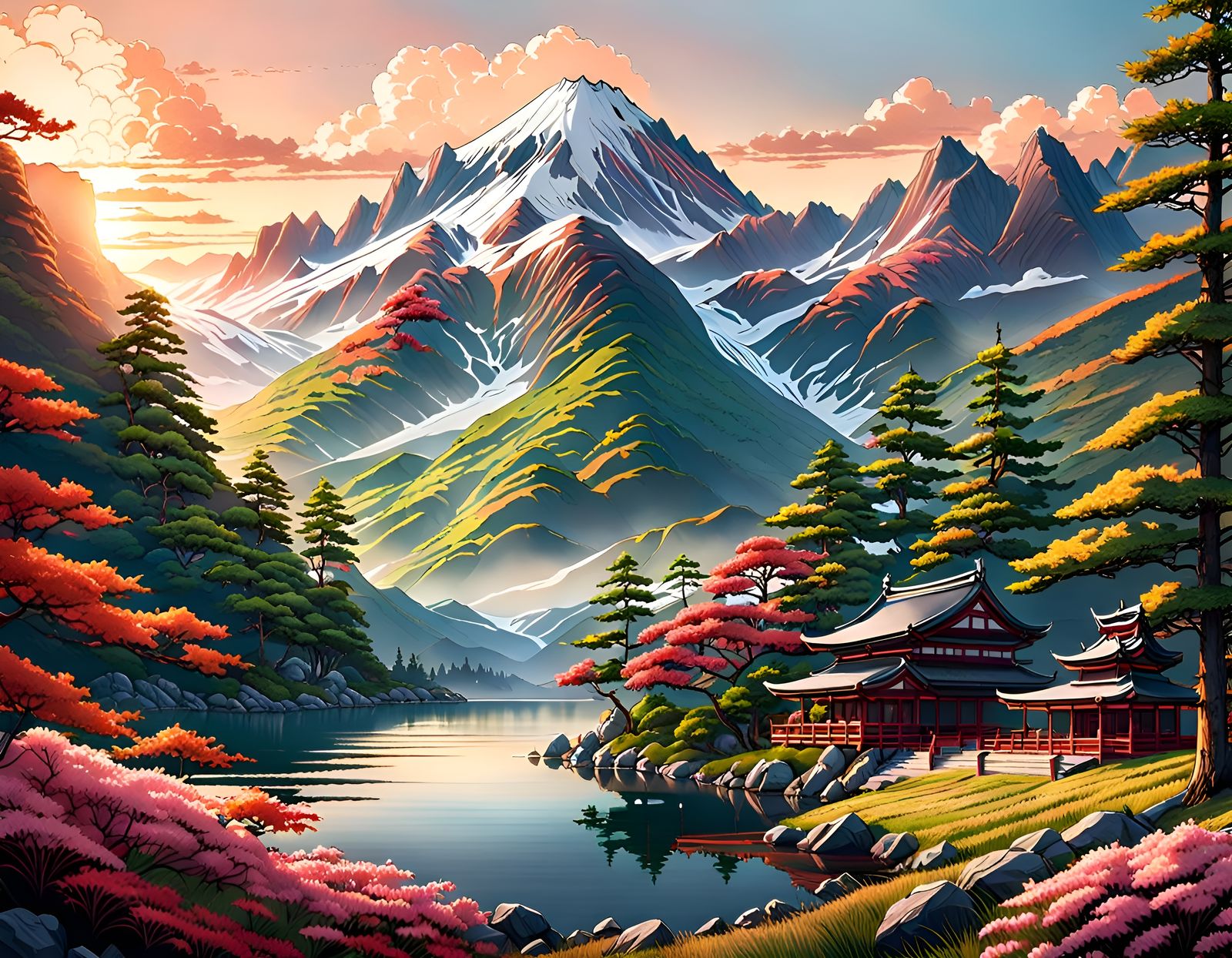 Magical Japanese Mountain Landscape - AI Generated Artwork - NightCafe ...