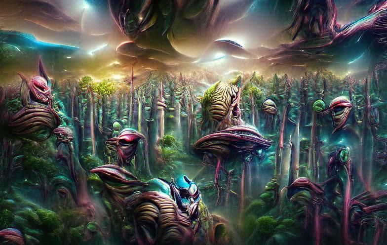 Alien forest on planet Jupiter by Dan LuVisi and Vincent di Fate ...
