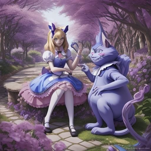 Alice in wonderland talking to Cheshire cat - AI Generated Artwork ...
