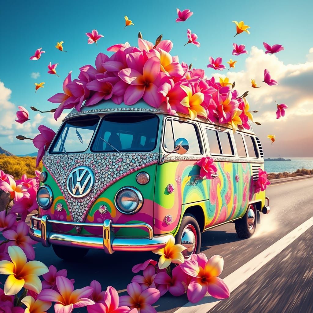 Flower Power VW-Van @Andrearosalife