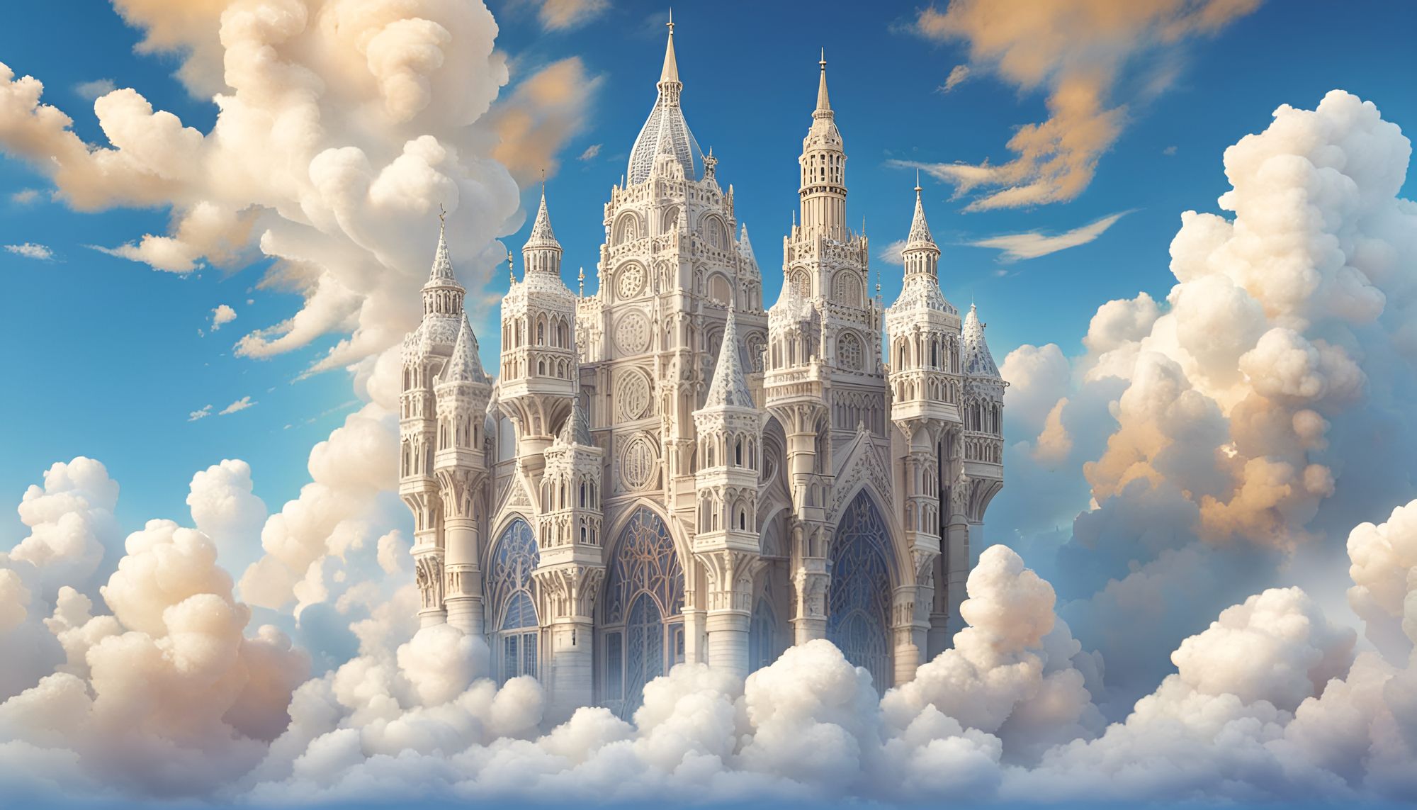 Marvelous cloud formations resembling colossal castles hover in the ...