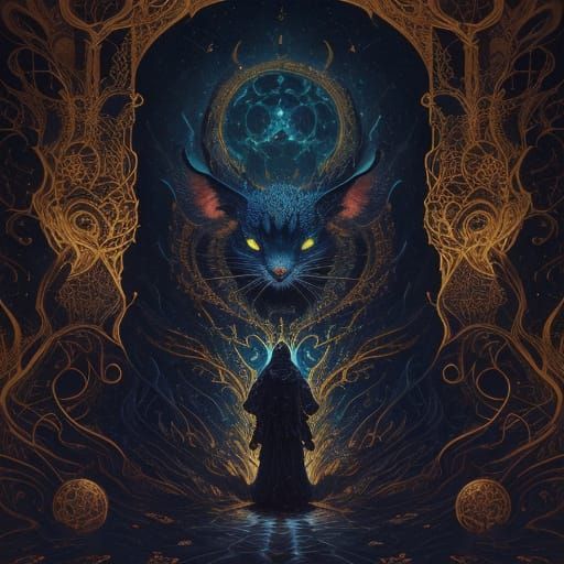 Surreal Mice Mosaic in Golden Hues - AI Art