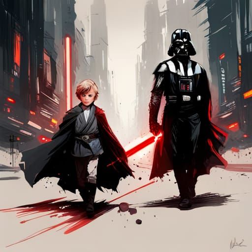 Dad Vader and Luke - AI Generated Artwork - NightCafe Creator