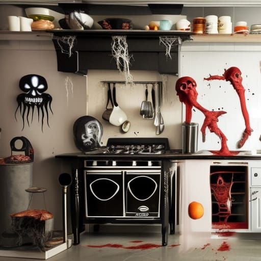 Spooky horror kitchen - AI Generated Artwork - NightCafe Creator