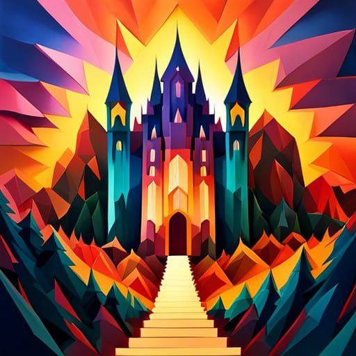 Geometric castle - AI Generated Artwork - NightCafe Creator
