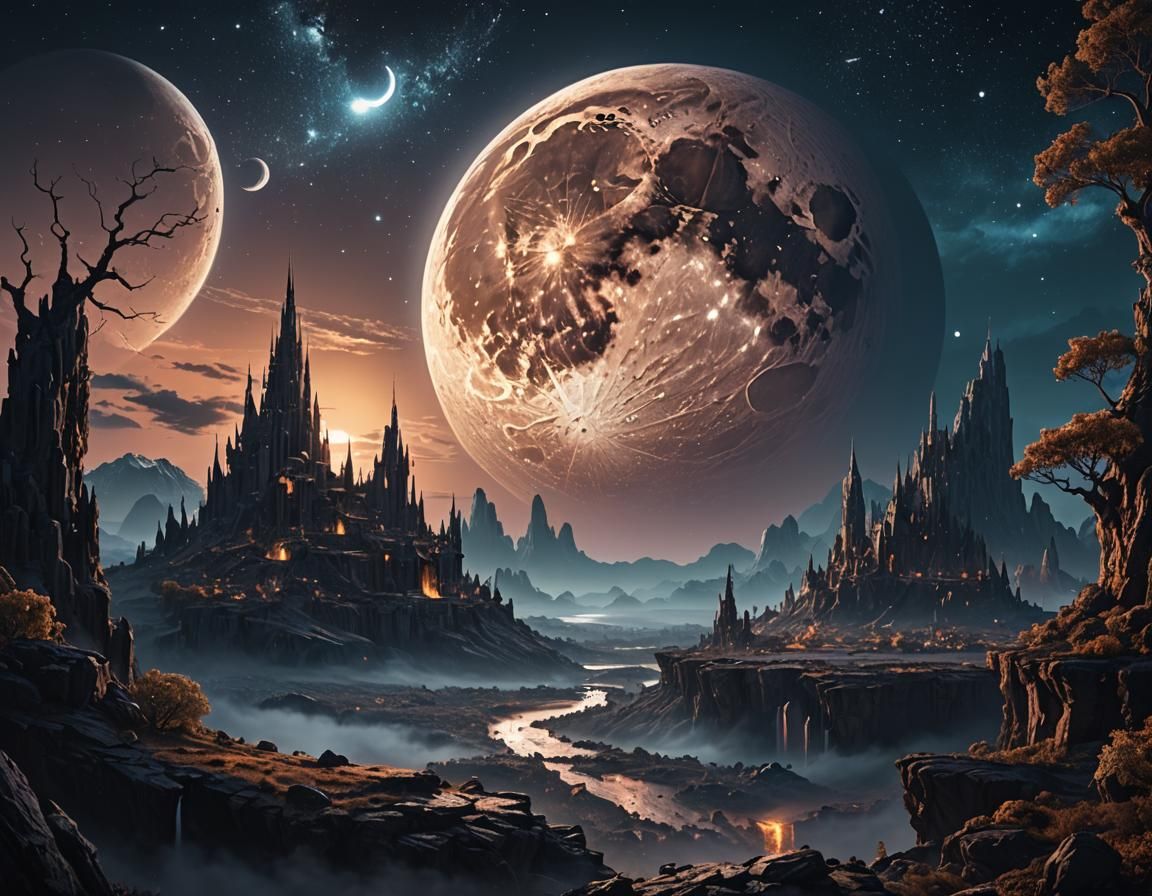 The River between the Warring Alien Kingdoms - AI Generated Artwork ...