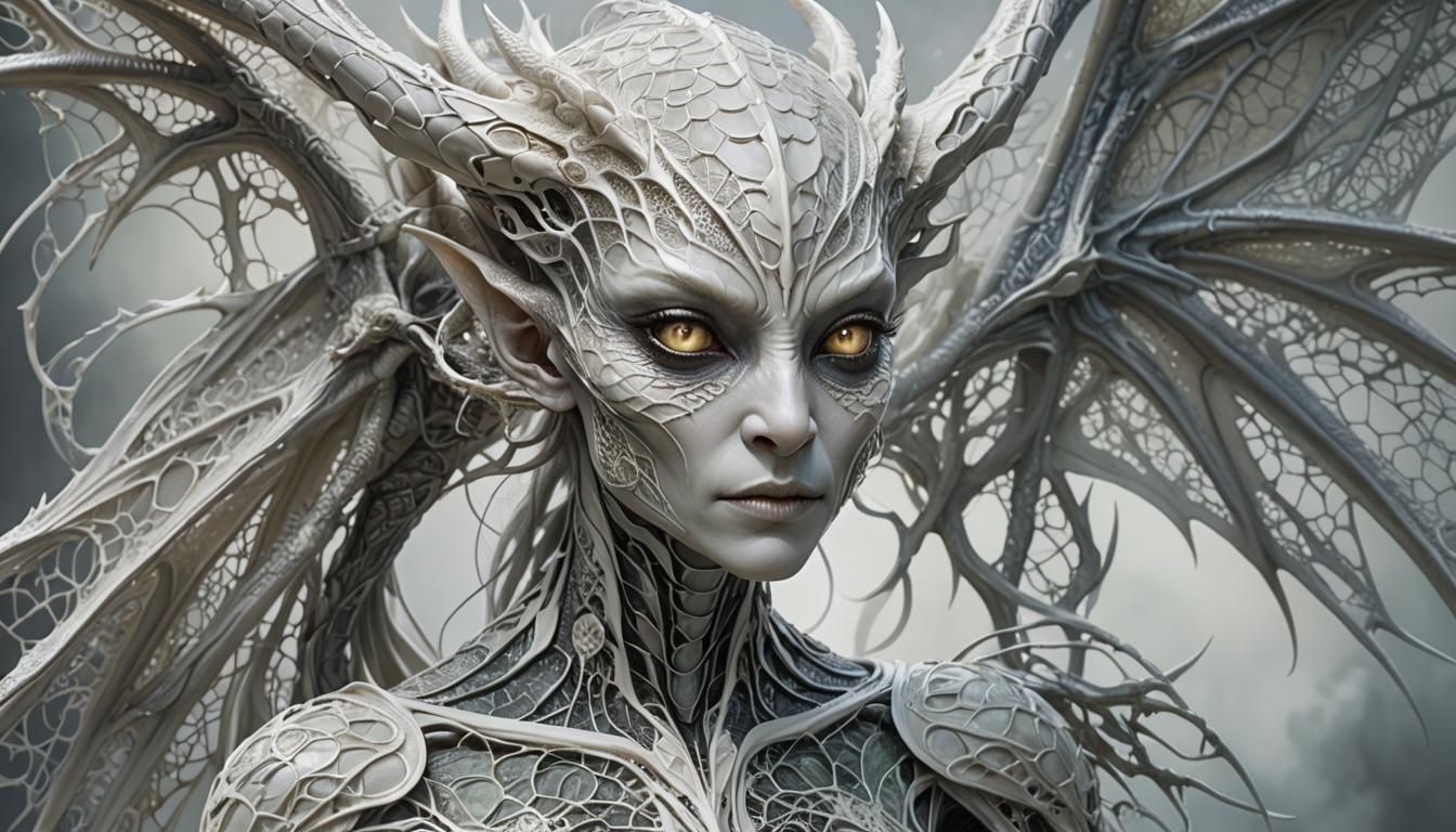 A ultra-realistic portrait of a dragon-alien woman - AI Generated ...