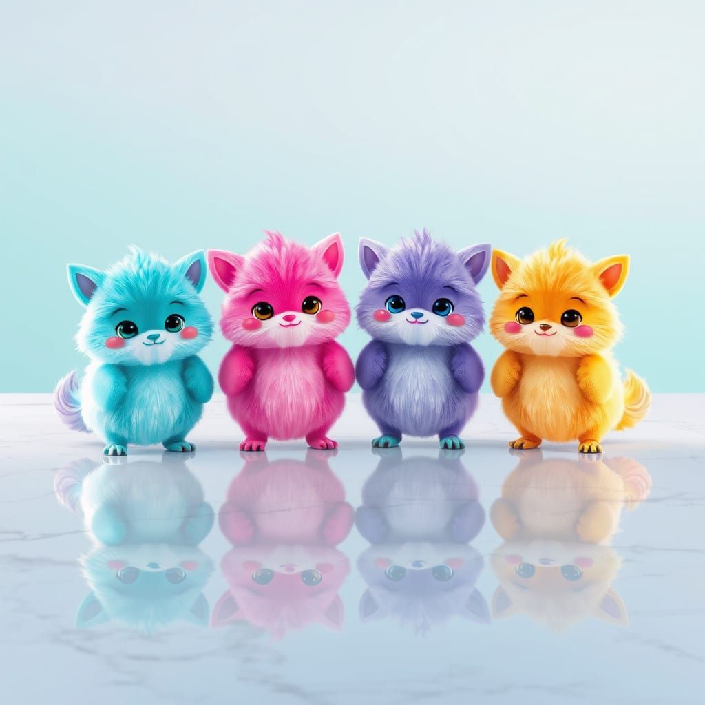 Whimsical Creatures on Marble Forming 2025 in Past... - AI Art