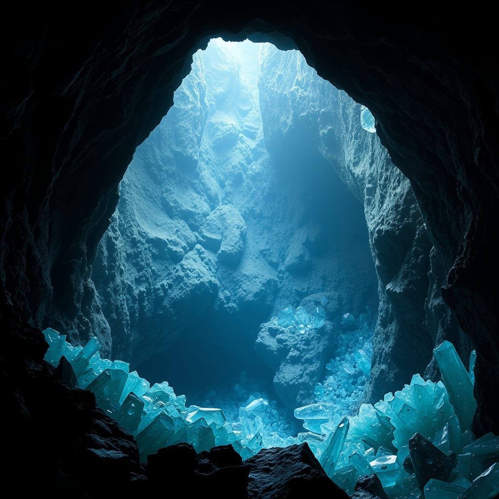 Dark Crystal Cave Entrance on a Carribean Island - AI Art