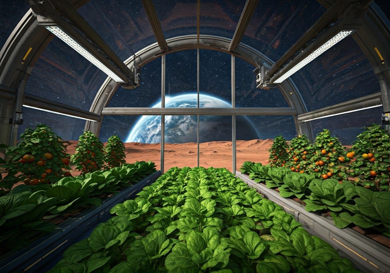 Vegetable garden on Mars - Thriving Martian Garden in Futuri...
