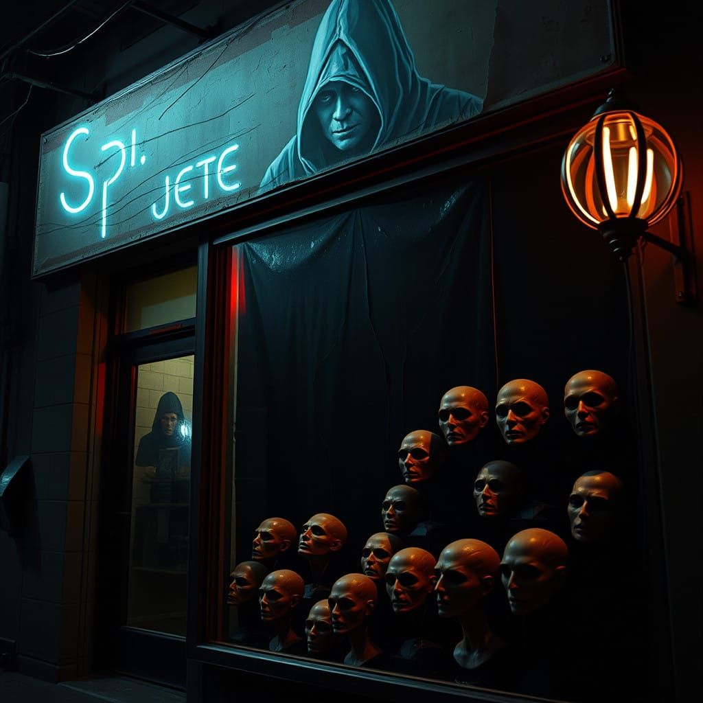 “STORE FRONT SELLING SPARE HUMAN HEADS"