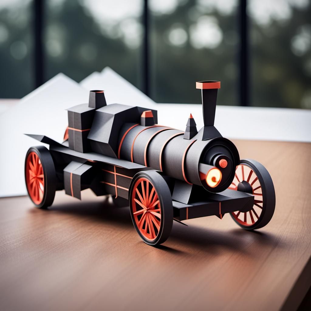 a steam car made of paper - AI Generated Artwork - NightCafe Creator