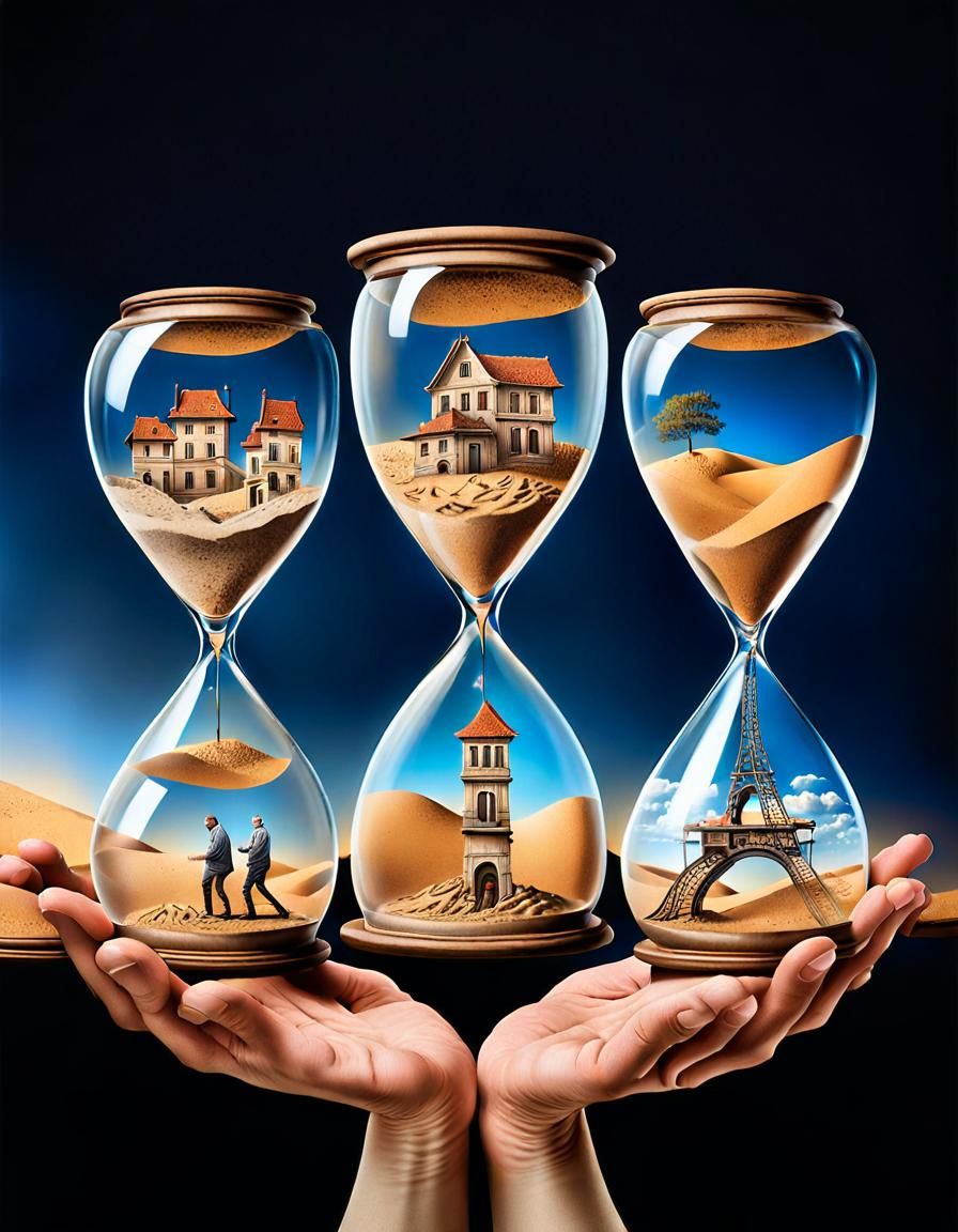 The magic hands of time - the hourglasses of time - AI Generated Artwork - NightCafe Creator