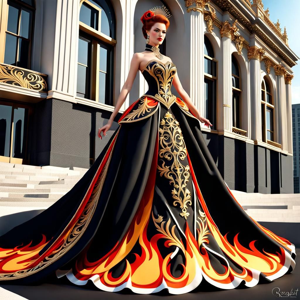 "Flames of Elegance: A Stunning Interpretation of Beauty and Fire in ...