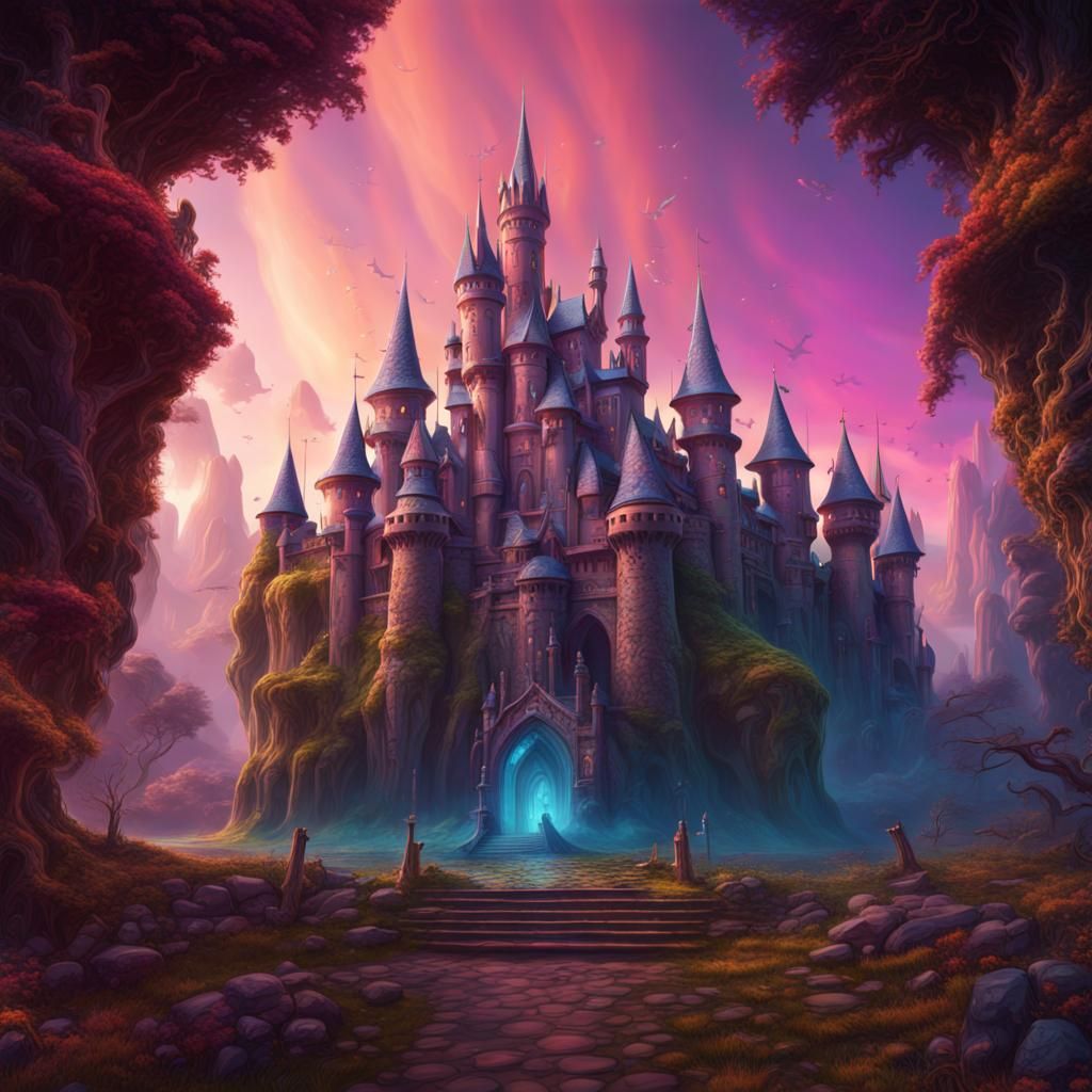 Psychedelic pop castle - AI Generated Artwork - NightCafe Creator