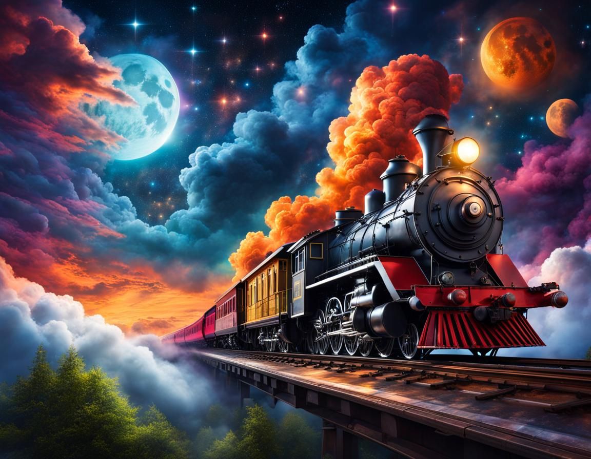 Cosmic Train - AI Generated Artwork - NightCafe Creator