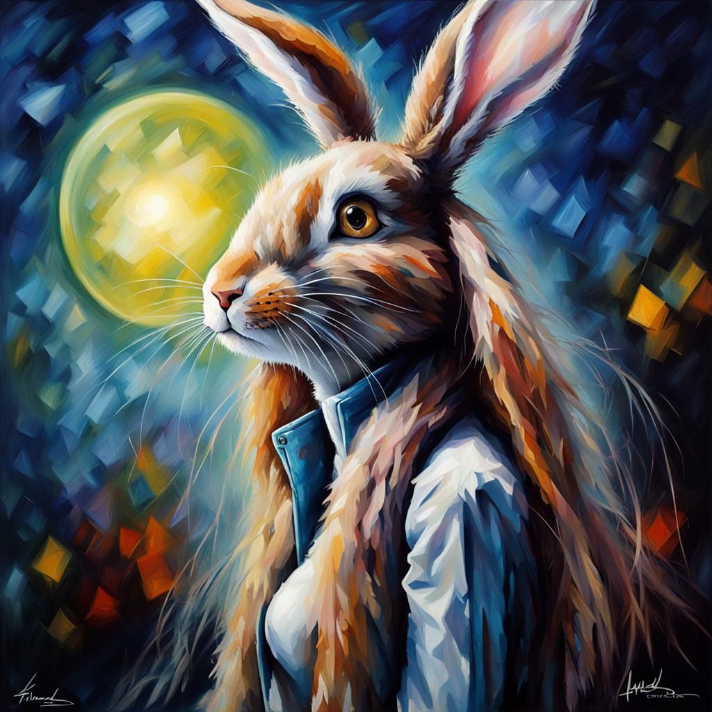 epic Moonlit Portrait of an anthropomorph rabbit woman by Tim Burton ...