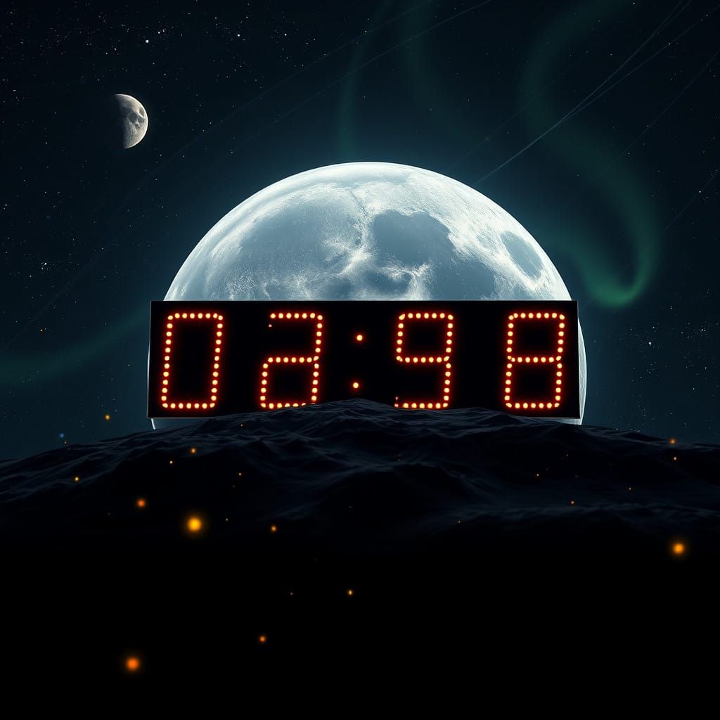 Hyper Realistic Moon Countdown Timer in Glowing Ni... - AI Art