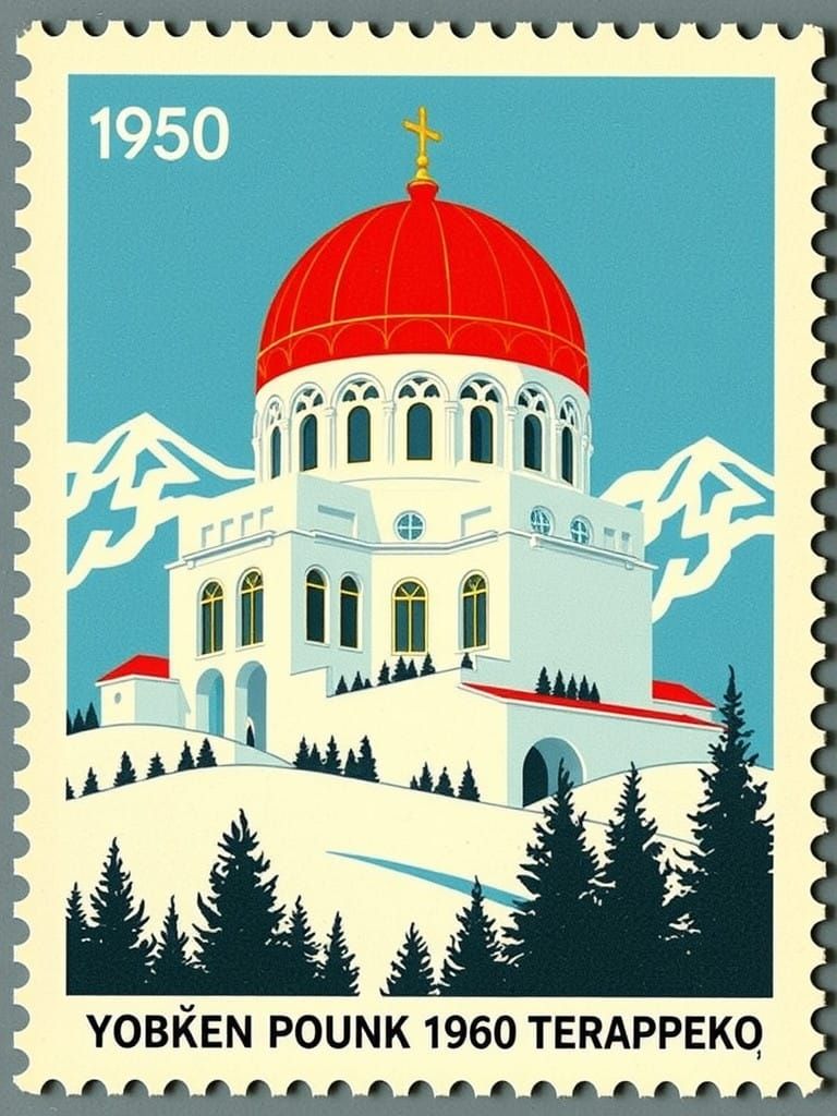 Vintage Postcard from Soviet Union in Cyrillic Scr... - AI Art