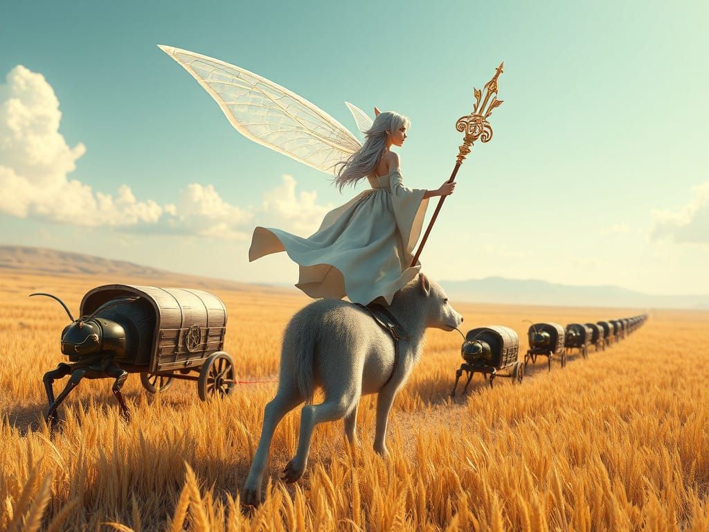 fairy caravan - Delicate Frontier Fairy Rides Shrew Horse Th...