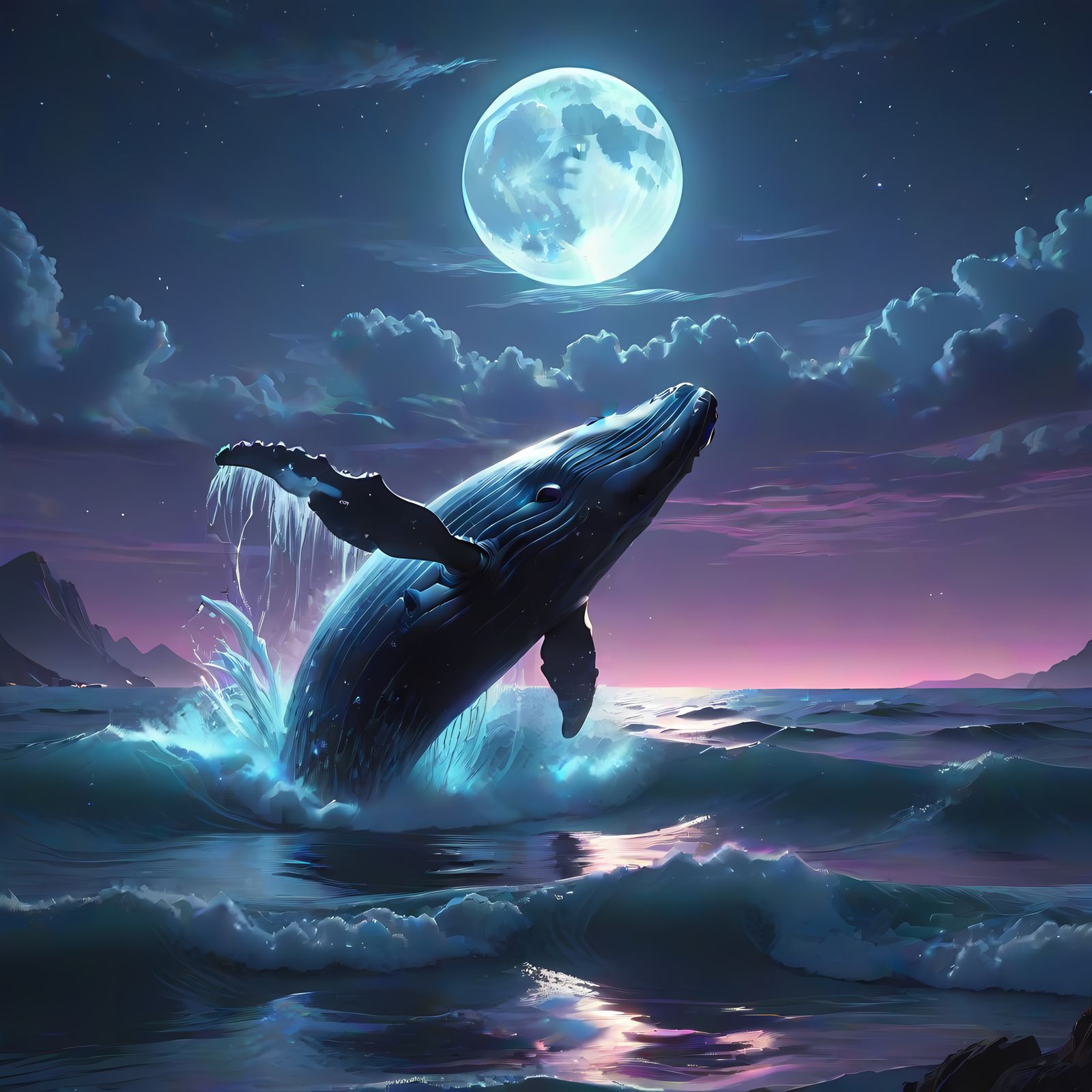 Whale - Epic Whale in Magical Photorealistic Anime Art