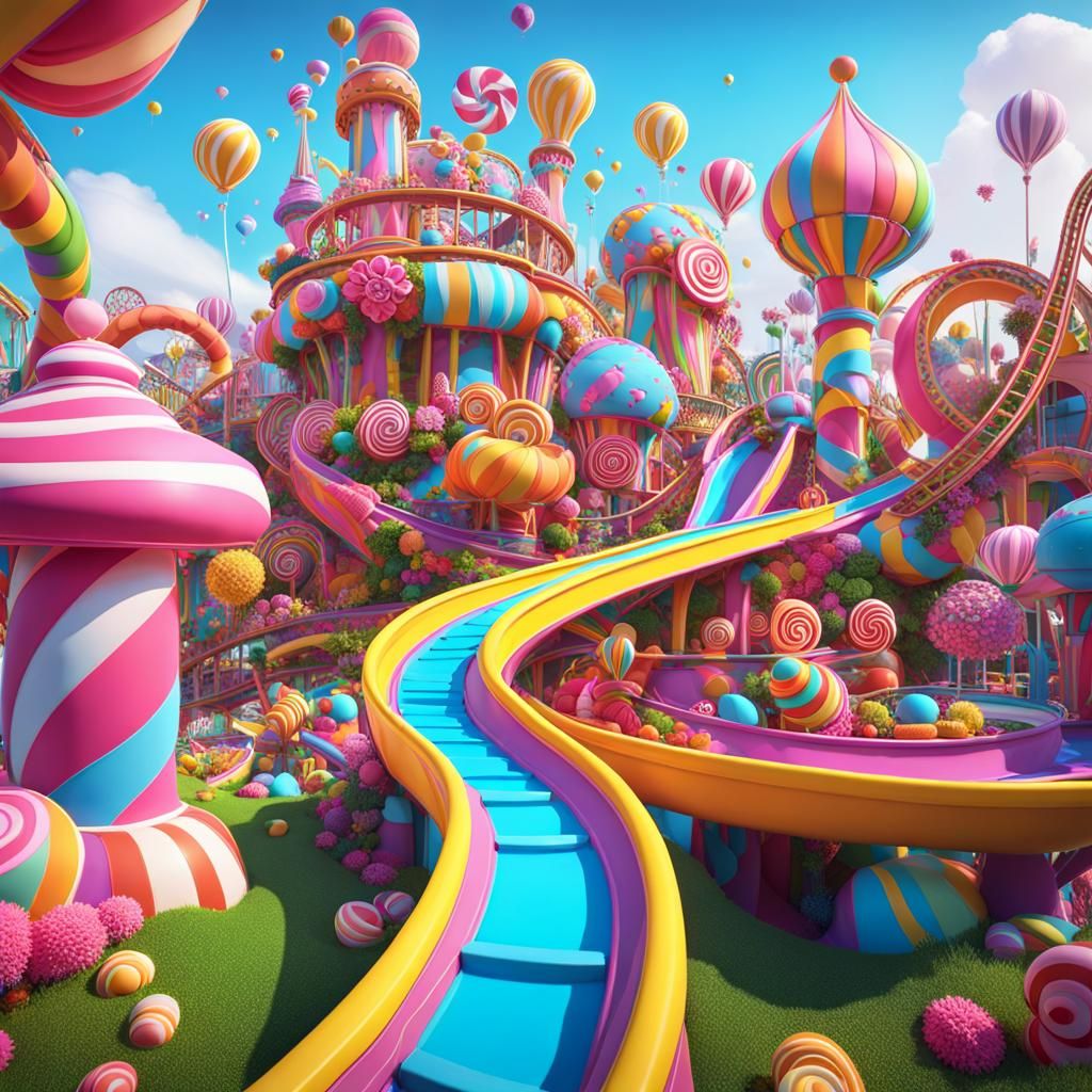 Candyland rollercoaster Theme Park - AI Generated Artwork - NightCafe ...