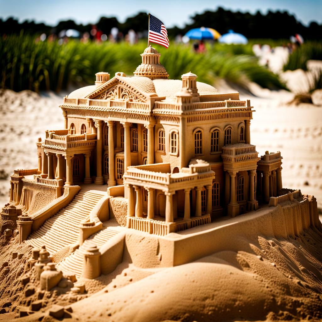 White House Sand Castle - AI Generated Artwork - NightCafe Creator