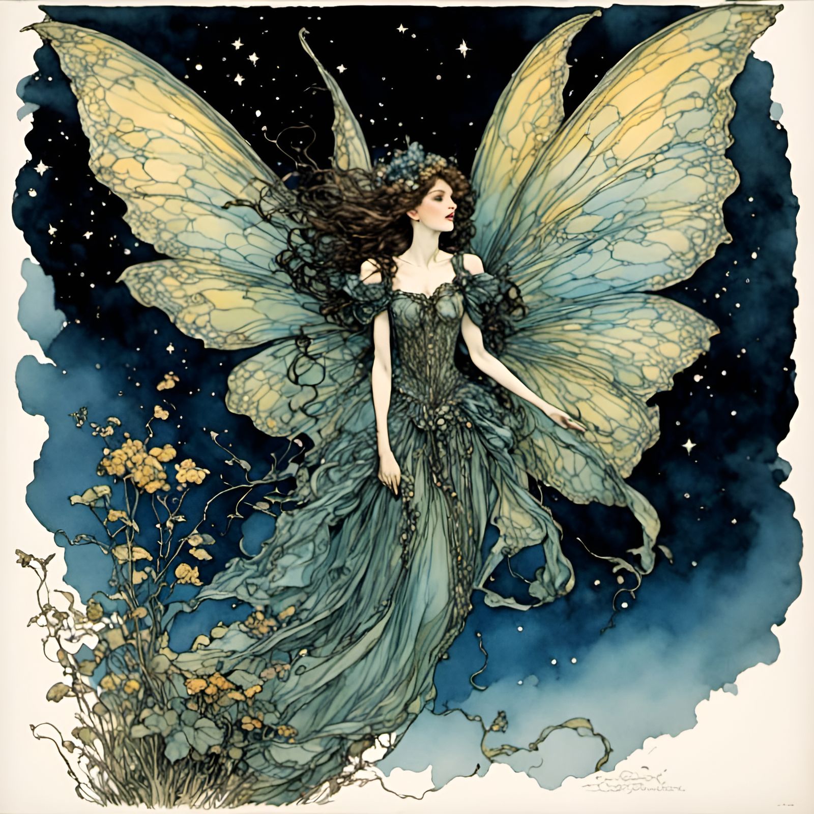 fantasy fairy, detailed face, huge beautiful wings, full body, flying, hyperdetailed... - AI ...