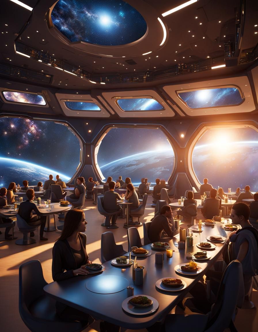 Spaceship cafeteria - AI Generated Artwork - NightCafe Creator