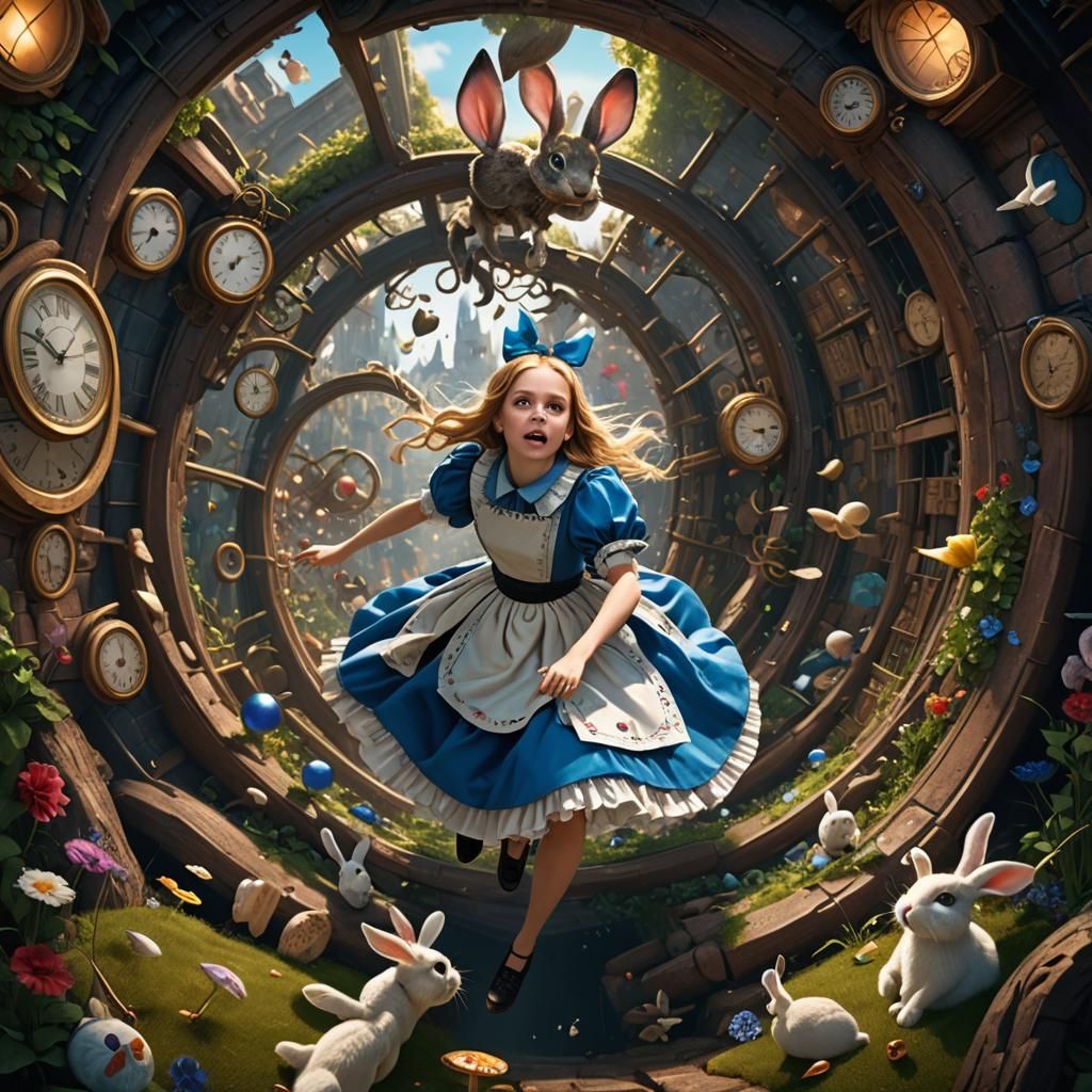 Alice went to time tunnel - AI Generated Artwork - NightCafe Creator