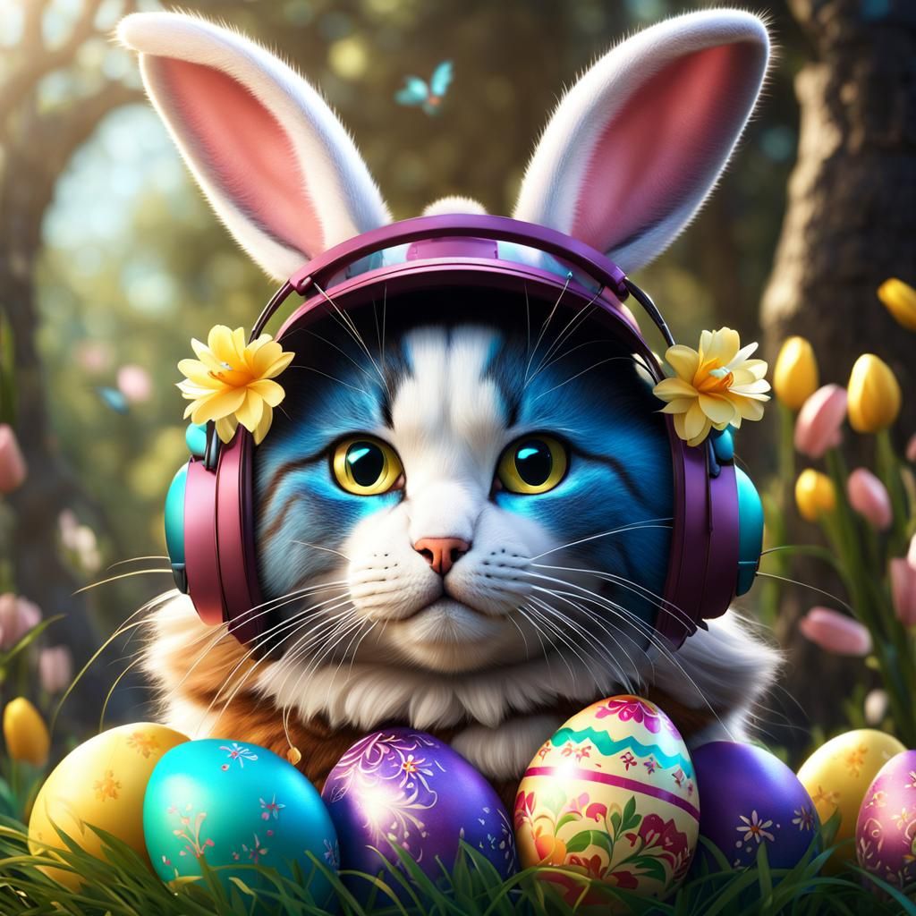 Easter Bunny Cat #5 - AI Generated Artwork - NightCafe Creator