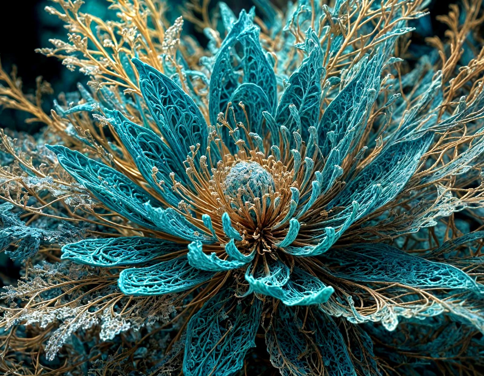 Vivid Fractal Blooms in Baroque Style - AI Art