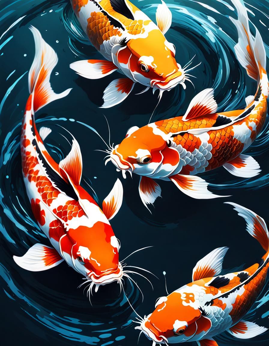 Koi fish, top down view - AI Generated Artwork - NightCafe Creator