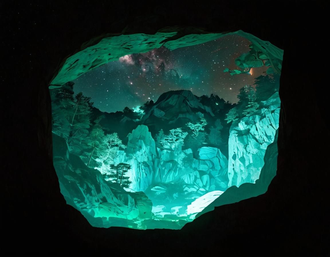 Inverted alternative reality and nature in a hollow shapes behind a ...