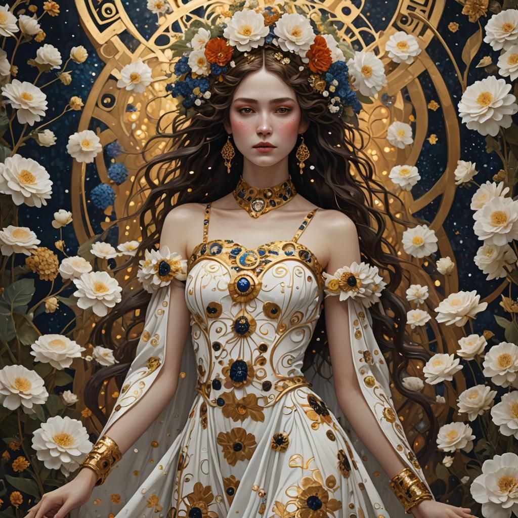 Gorgeous goddess in white flowers - AI Generated Artwork - NightCafe ...